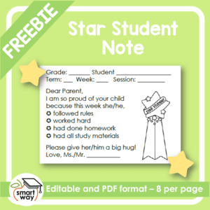 Star Student Note Freebie